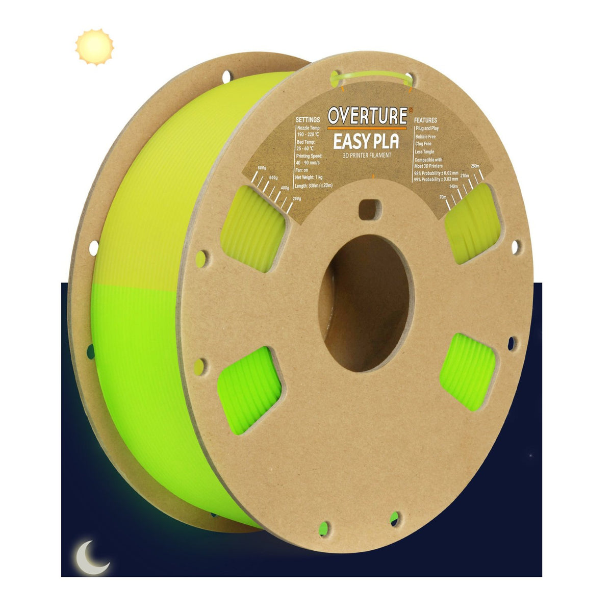 Overture Glow PLA 3D Printer Filament 1.75mm – Overture 3D