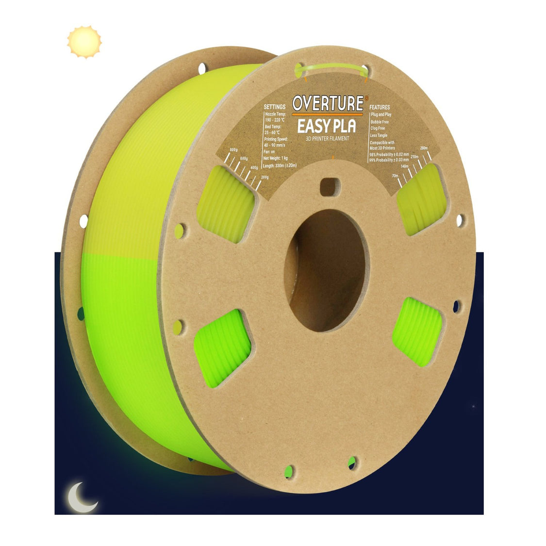 Overture Glow PLA 3D Printer Filament 1.75mm – Overture 3D