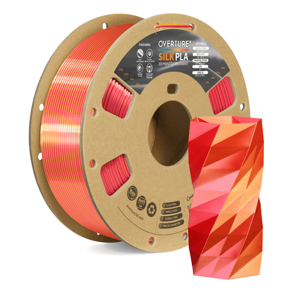 Overture Silk PLA 3D Printer Filament Dual Colors 1.75mm – Overture 3D