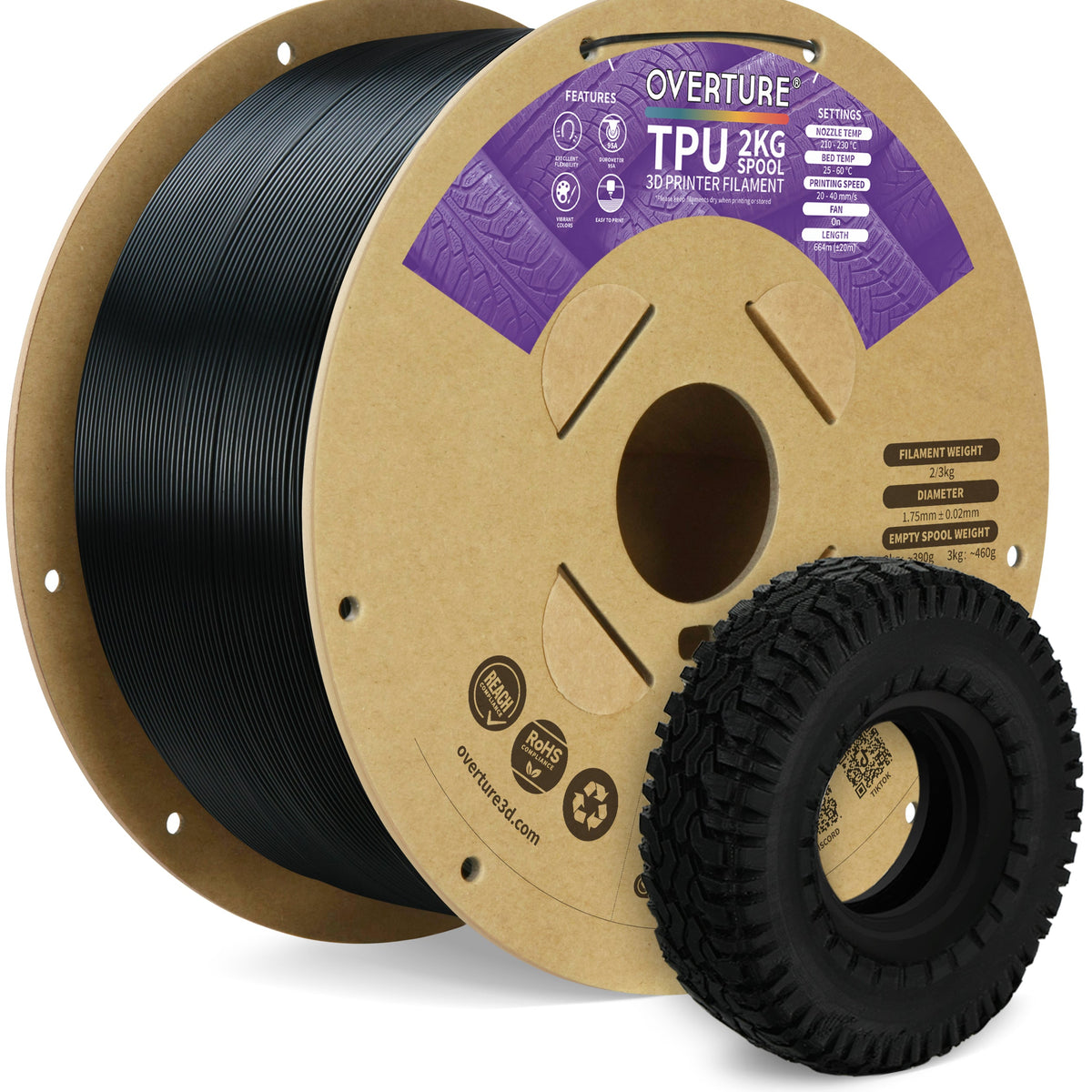 Overture | TPU | 3D Printer Filament 1.75 mm | 2KG – Overture 3D