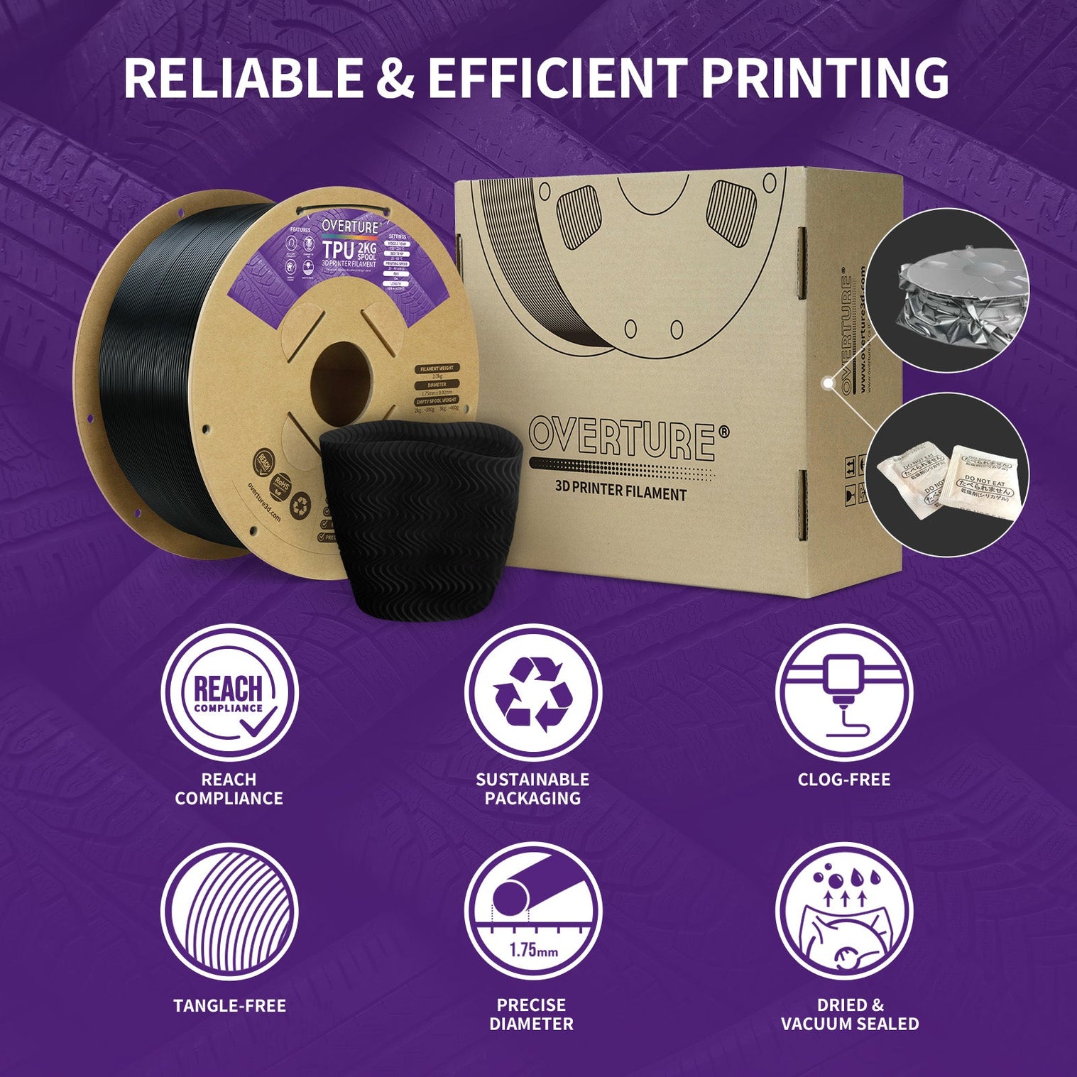 Overture TPU 3D Printer Filament 1.75mm 2 KG – Overture 3D