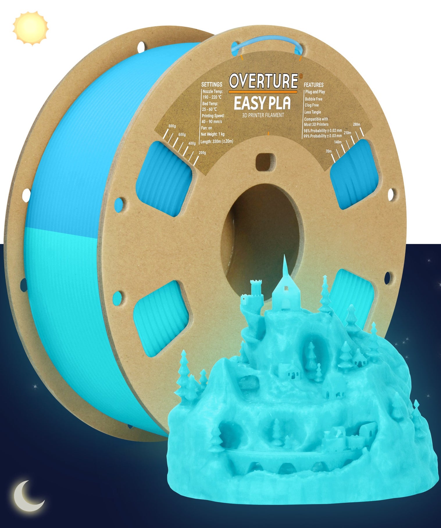 Overture Glow PLA 3D Printer Filament 1.75mm – Overture 3D
