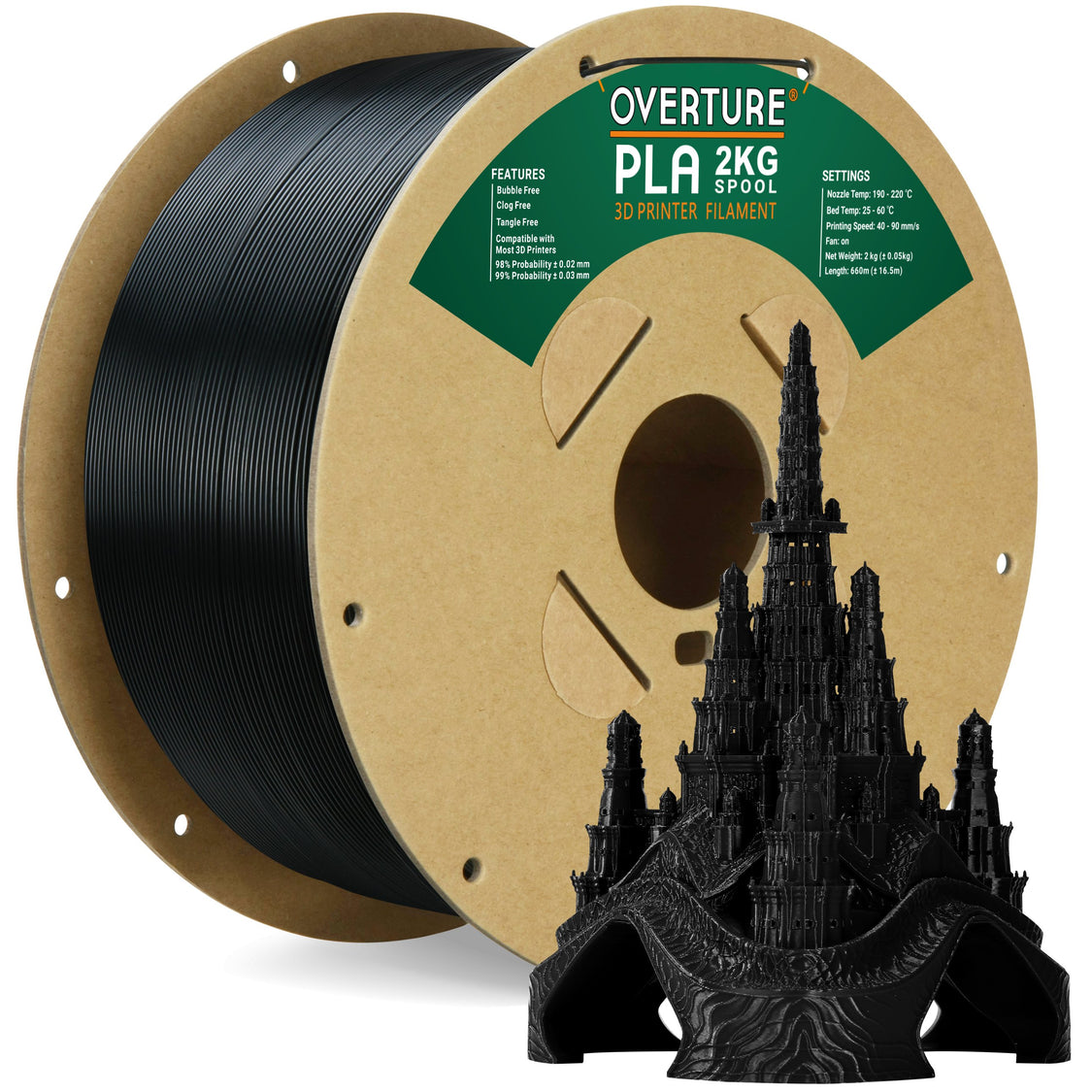 Overture PLA 3D Printer Filament 1.75mm-2 KG – Overture 3D